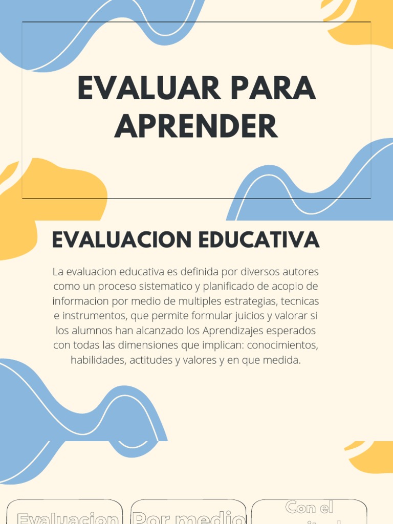 Presentacion Evaluar para Aprender | PDF | Evaluación | Aprendizaje