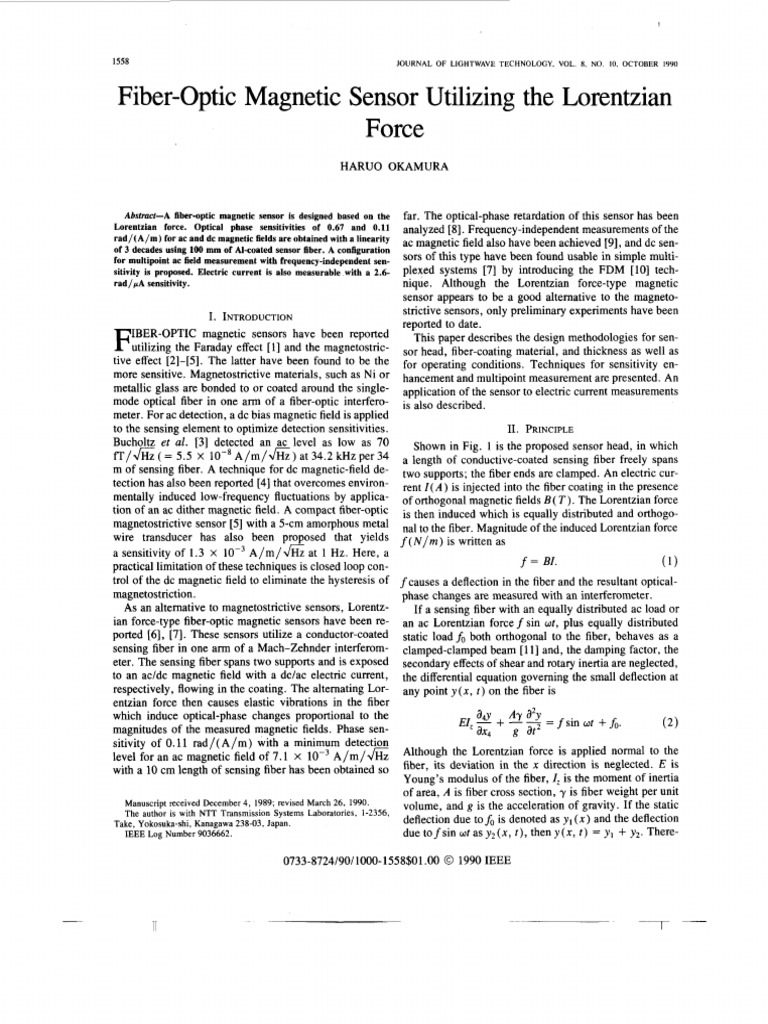 Fiber-Optic Magnetic Sensor Utilizing The Lorentzian | PDF | Optical ...