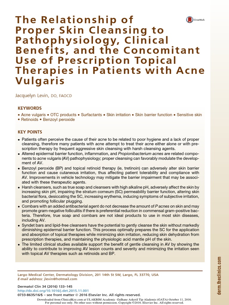The Relationship of Proper Skin Cleansing To Pathophysiology, Clinical ...