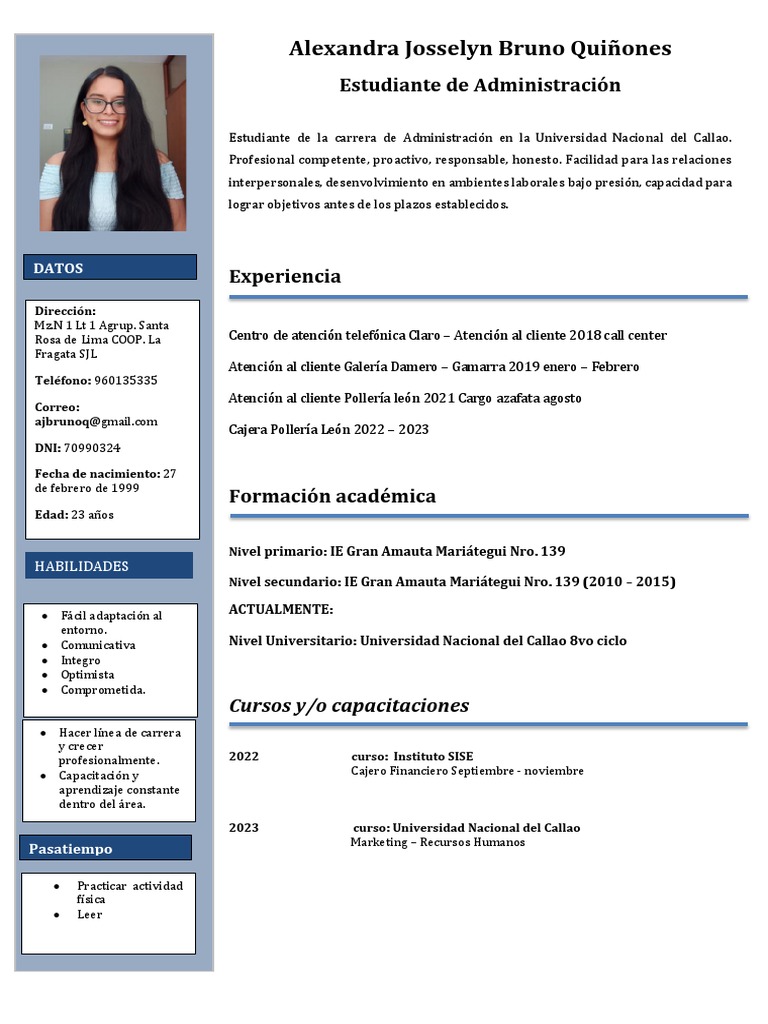 CV ALEXANDRA BRUNO QUIÑONES 1 | PDF