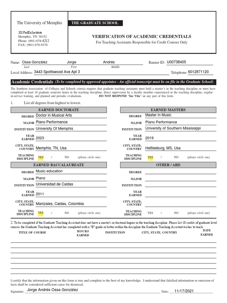 Verification Academic Credentials | PDF | Teaching Assistant ...