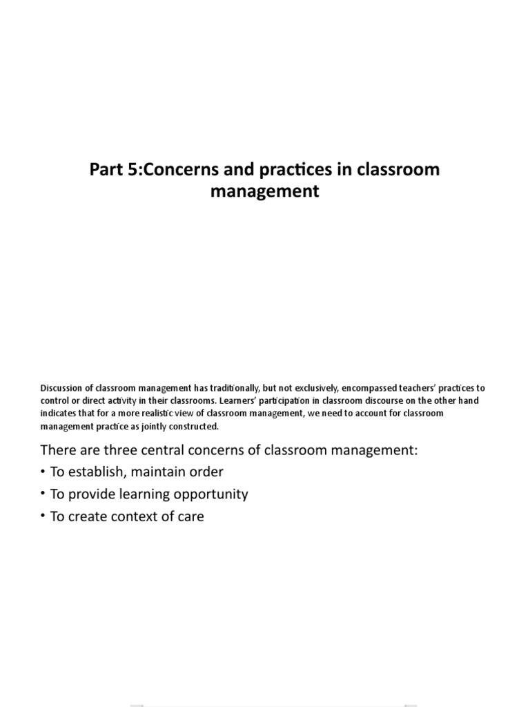 Classroom Management: Key Concerns and Practices | PDF | Teachers ...