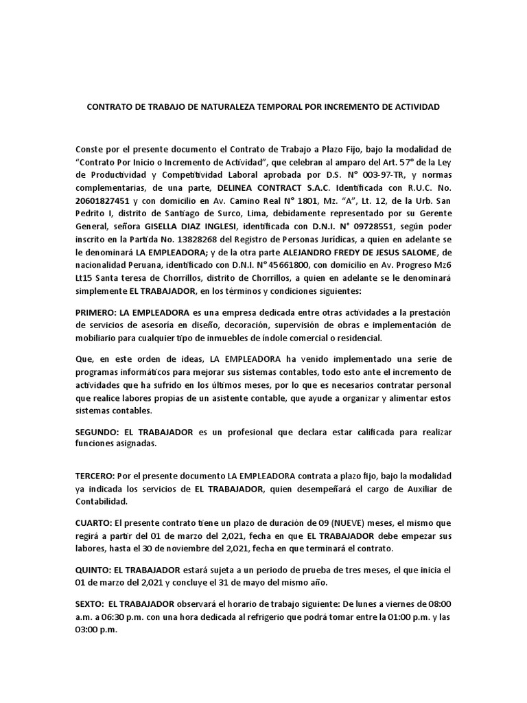 Contrato 12 | PDF | Derecho laboral | Economias