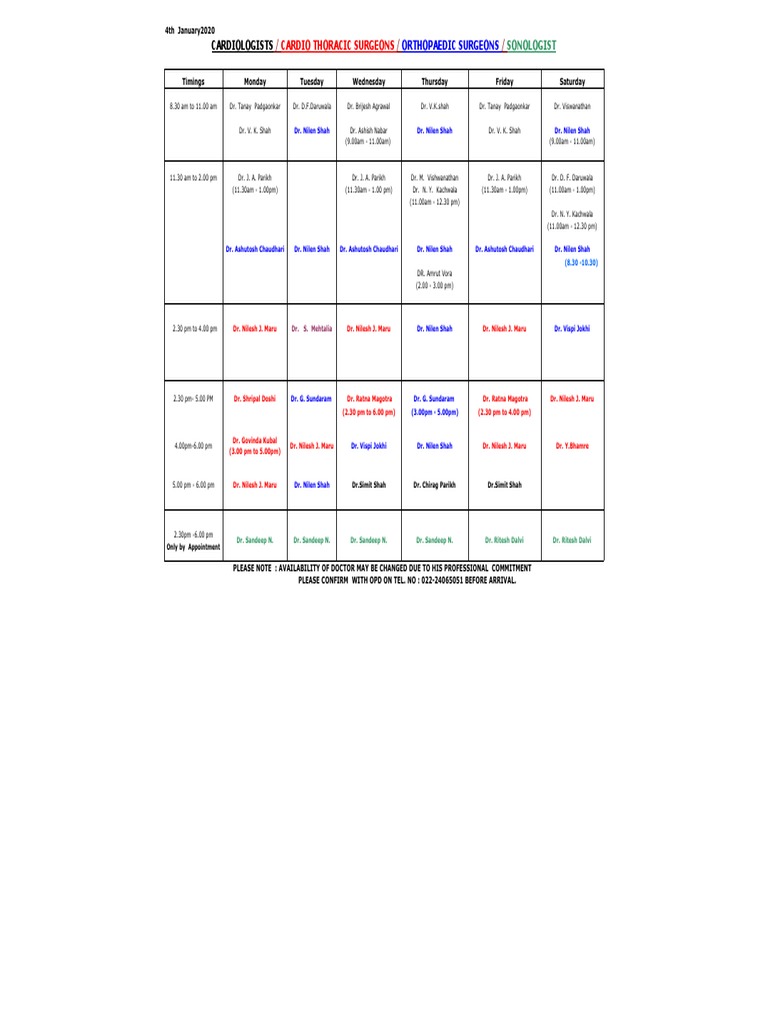 Doctor Schedule for Patients | PDF | Self-Improvement | Science ...