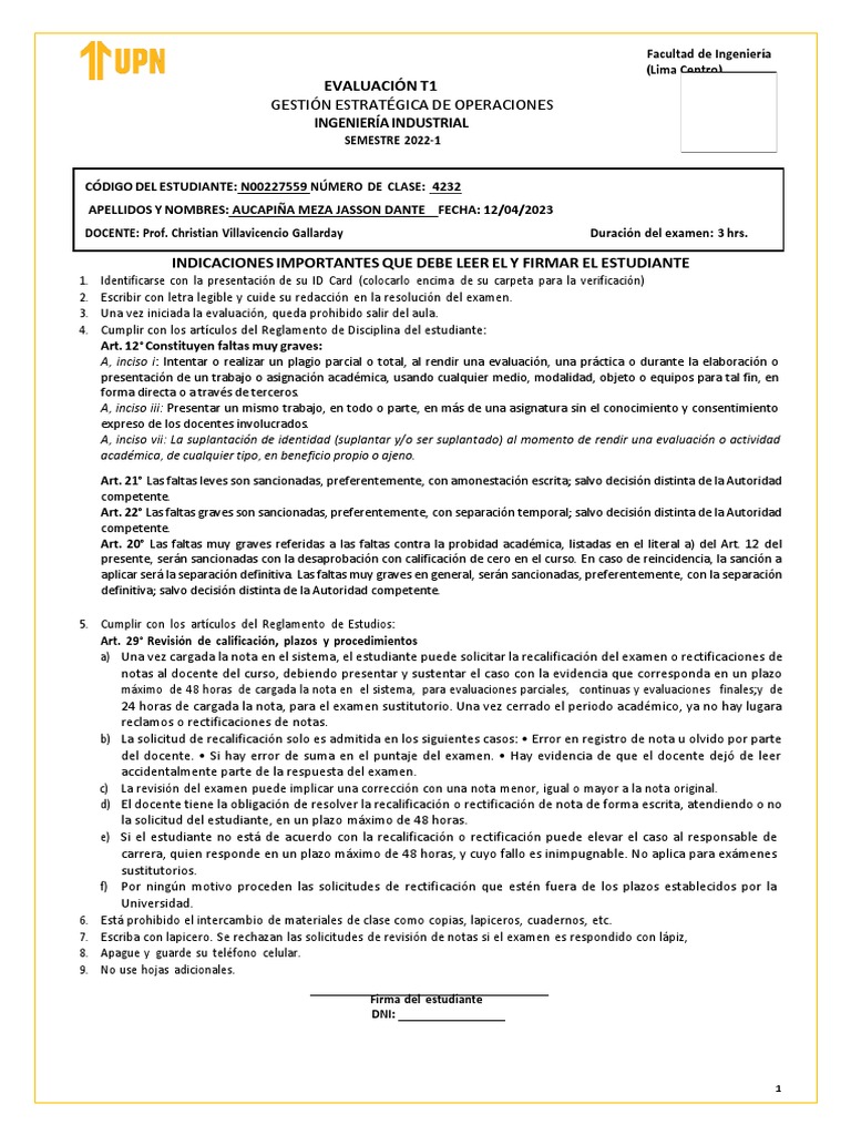 ET1 - Gestión Estrategica de Operaciones | PDF | Business