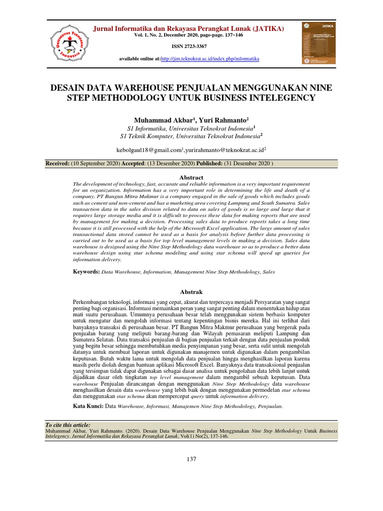Desain Data Warehouse Penjualan Menggunakan Nine | PDF | Data Warehouse | Finance & Money Management