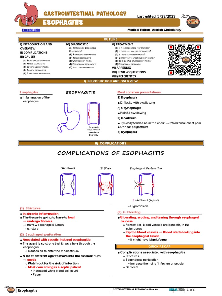 Gastrointestinal Pathology - 010) Esophagitis (Notes) | Download Free ...