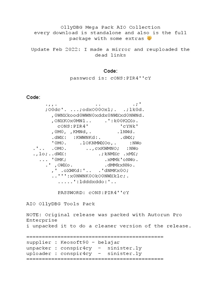 Détail-OllyDBG Mega Pack AIO Collection | PDF | System Software ...