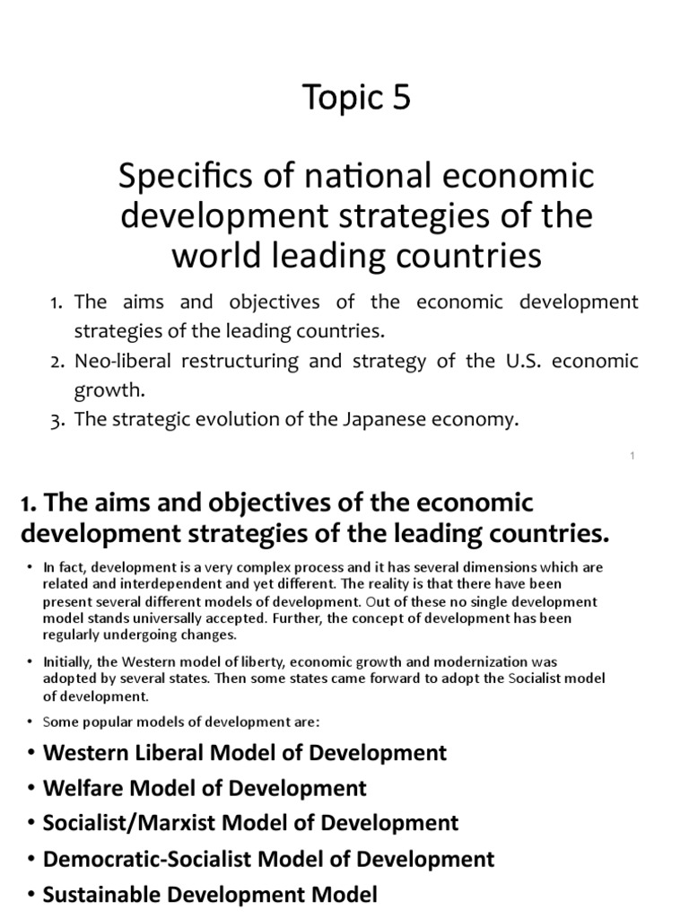 Specifics of National Economic Development Strategies of The World ...