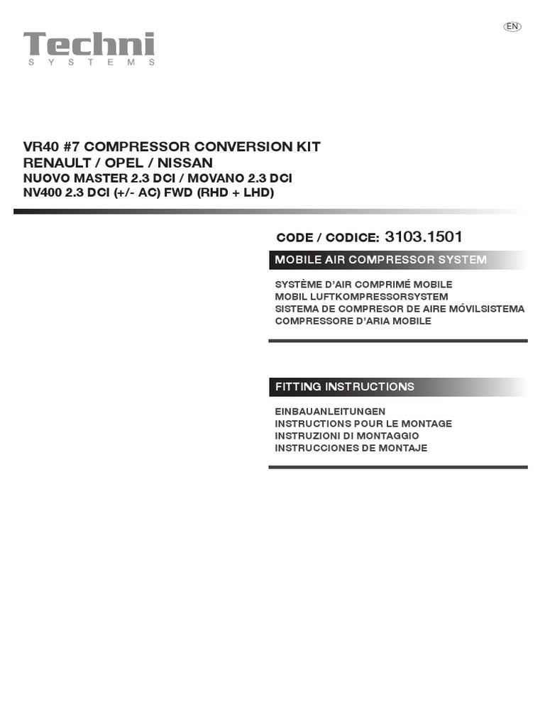 VR40 Mobile Compressor Installation Guide | PDF | Screw | Mechanical ...
