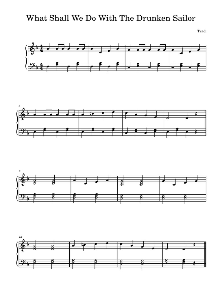 What Shall We Do With The Drunken Sailor Beginners Piano | PDF