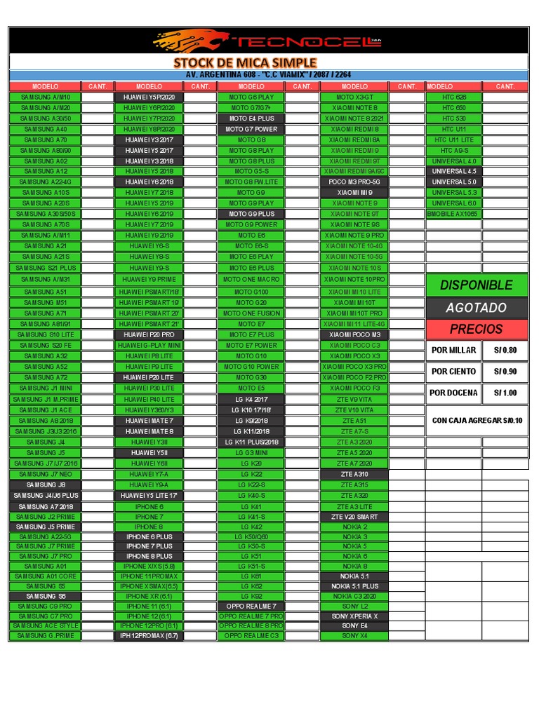 Mica Simple Lista Actualizada Tecnocell | PDF | Personal Digital Assistant | Ios