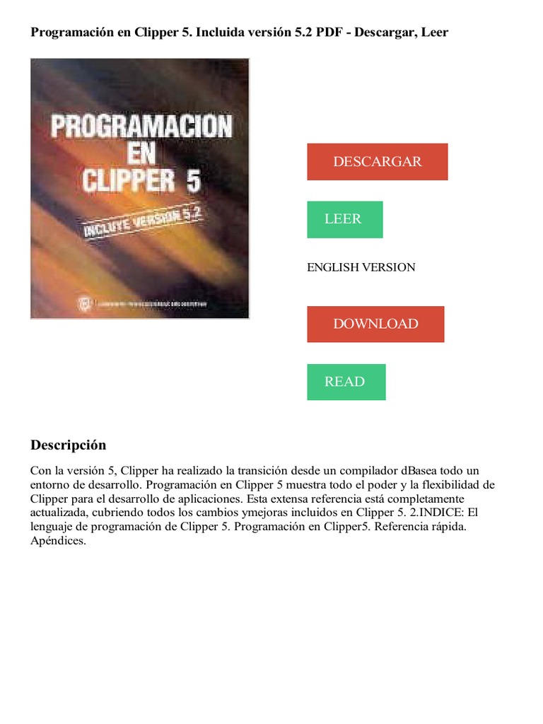 Programación en Clipper 5. Incluida Versión 5.2 PDF - Descargar, Leer ...