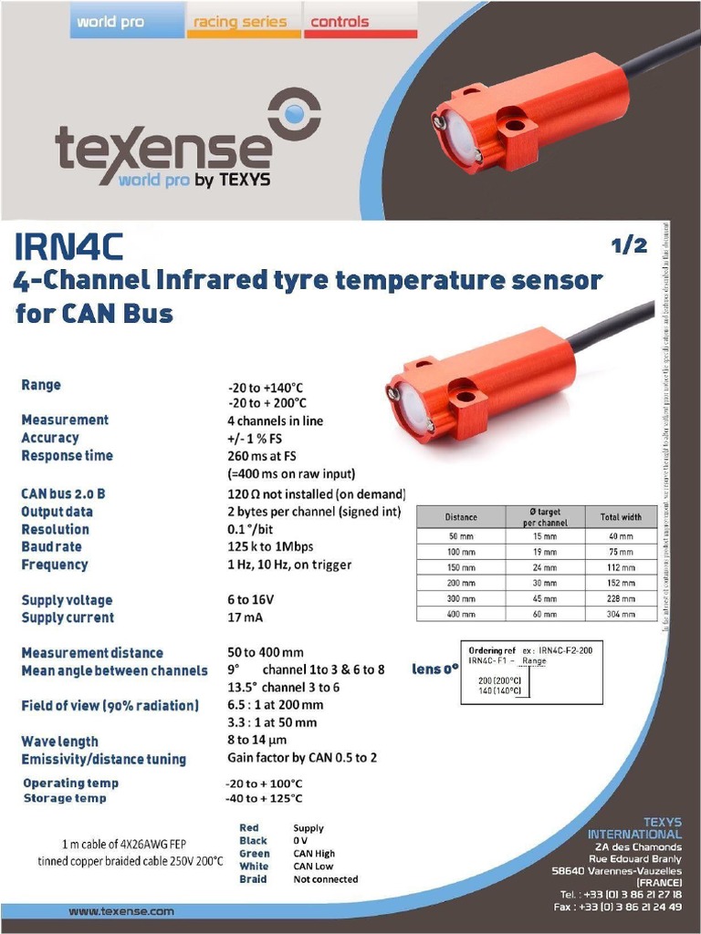 IRN4C Infrared Tyre Temperature Sensor Texense Stylesheet | PDF