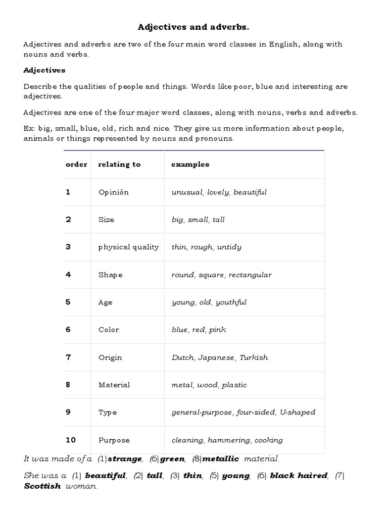 Ajectives and Adverbs | PDF | Adjective | Adverb