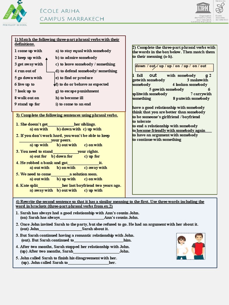 Threepart Phrasal Verbs Grammar Drills Grammar Guides Oneonone Activities - 107503 | Download ...