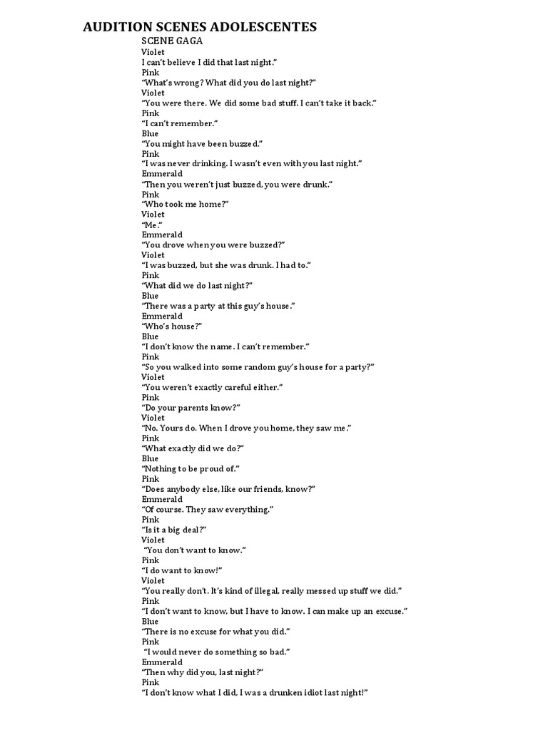 Audition Scenes Wwry | PDF