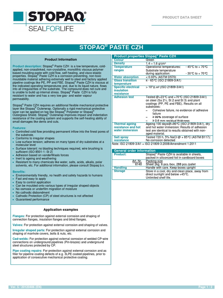 Pds Stopaq Paste Czh v5 En | PDF | Corrosion | Coating
