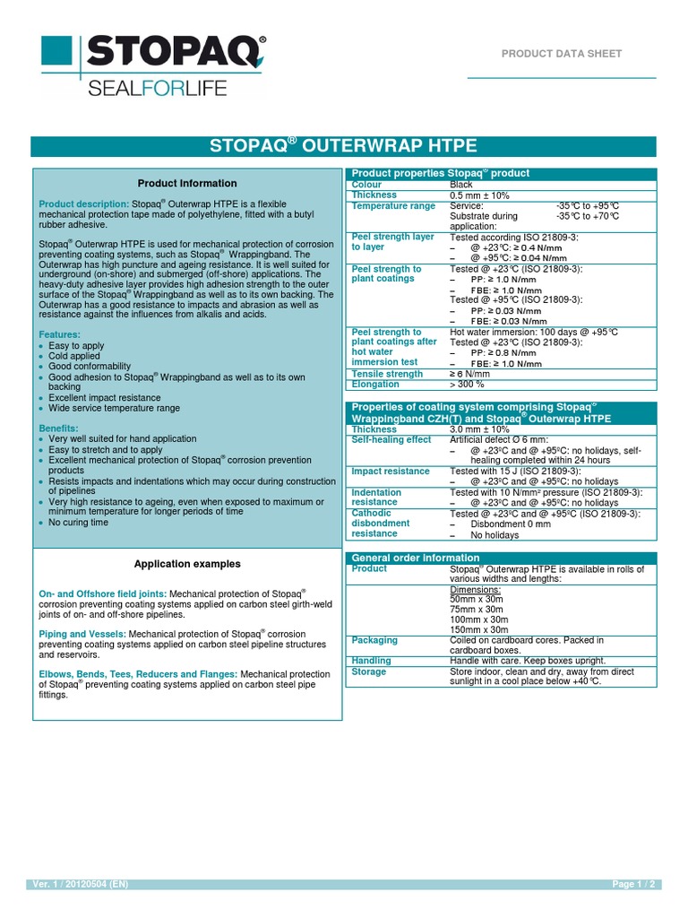 PDS Stopaq Outerwrap HTPE V1EN | PDF | Corrosion | Humidity