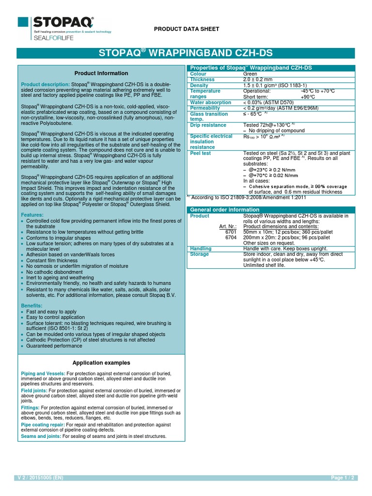 PDS Stopaq Wrappingband CZH DS V2 en | PDF | Pipe (Fluid Conveyance ...