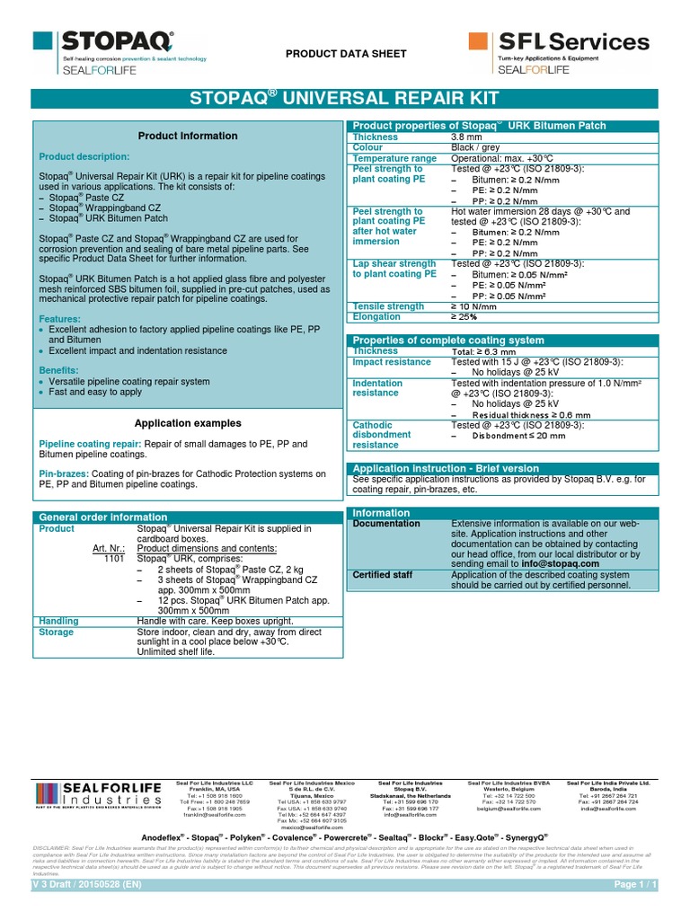 PDS Stopaq Universal Repair Kit V3 En | PDF | Coating | Asphalt
