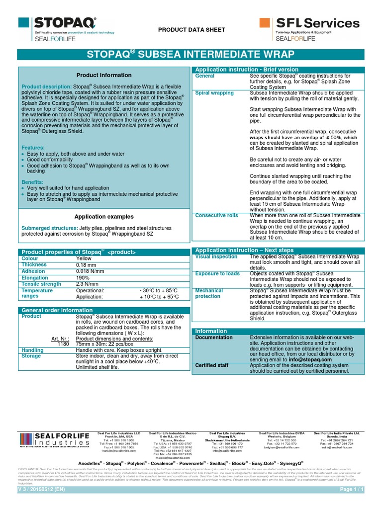 PDS Stopaq Subsea Intermediate Wrap V3 en | Download Free PDF ...