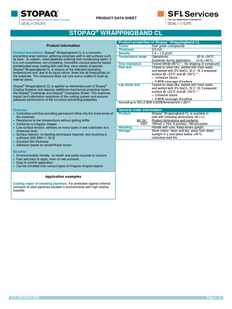 PDS Stopaq Wrappingband CL V2 en | PDF | Coating | Corrosion