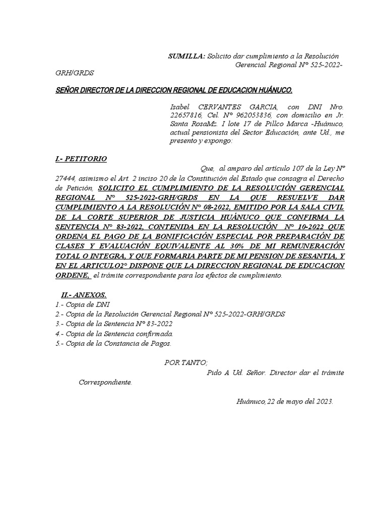 Cumplimiento Isabel Cervantes | PDF