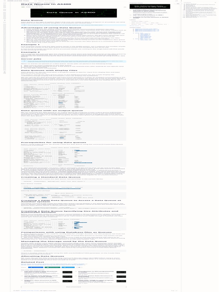 Data Queue in AS400 | PDF | Queue (Abstract Data Type) | Ibm Rpg Data Queue in AS400 | PDF | Queue (Abstract Data Type) | Ibm Rpg