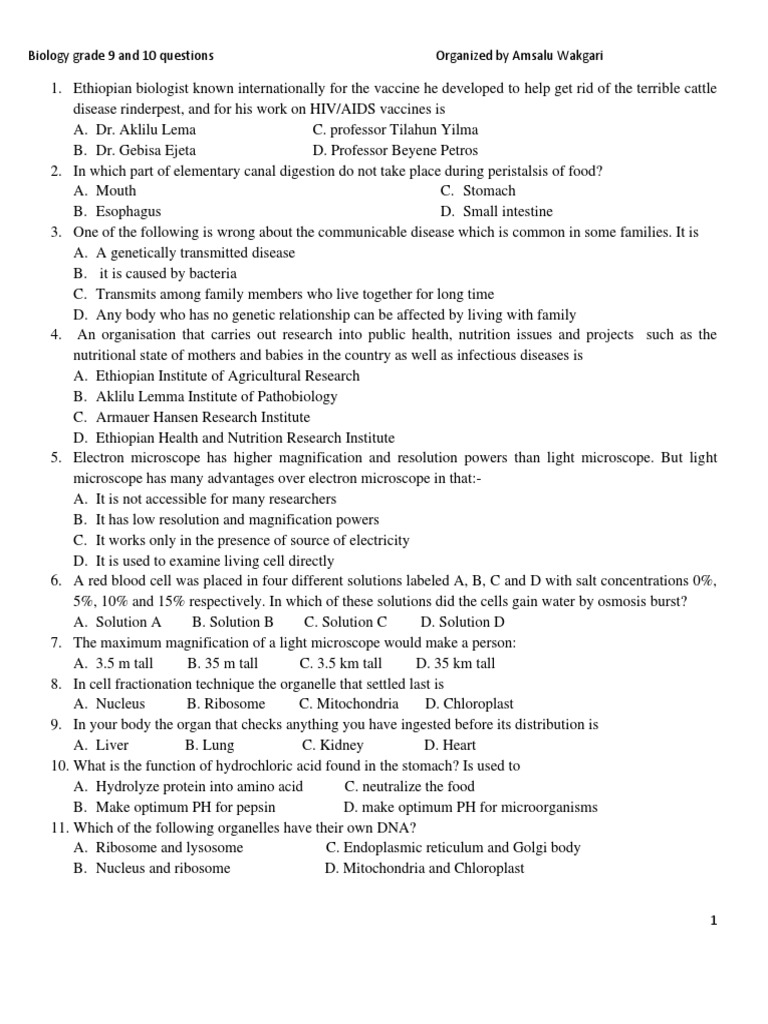 Biology Grade.9 and 10 Per | PDF | Digestion | Mitosis