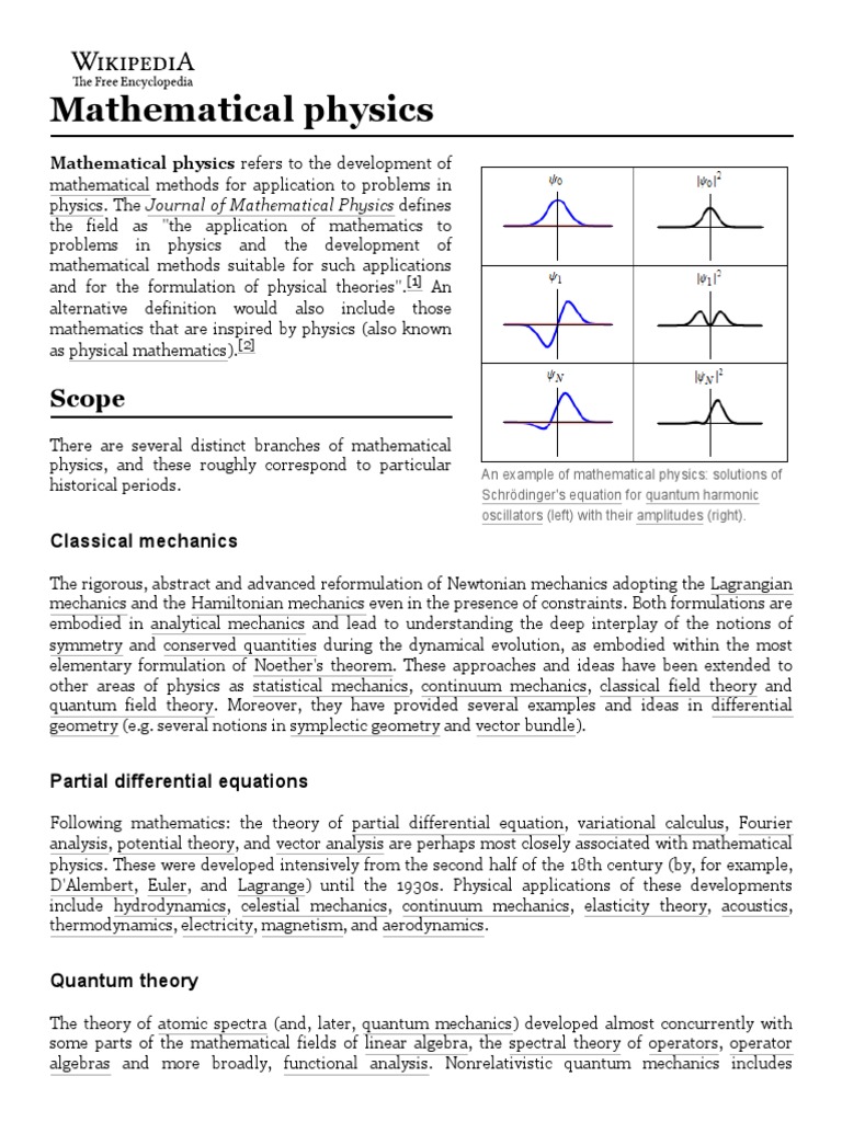 Mathematical Physics - Wikipedia | PDF | Mathematical Physics ...