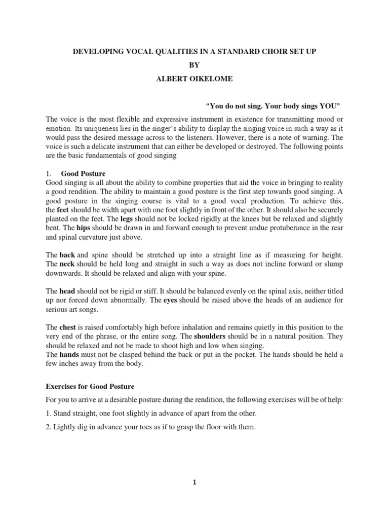 Developing Vocal Qualities in A Standard Choir Set Up-4 | PDF | Singing ...