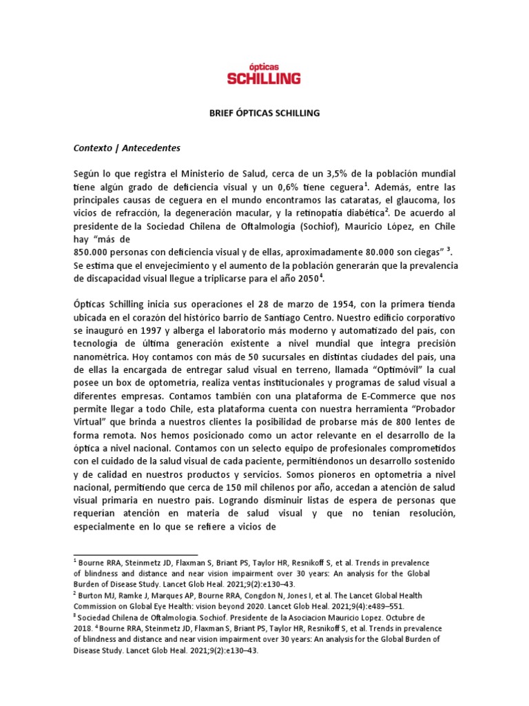 Brief Ópticas Schilling Ok | PDF | Sistema visual | Ojo humano
