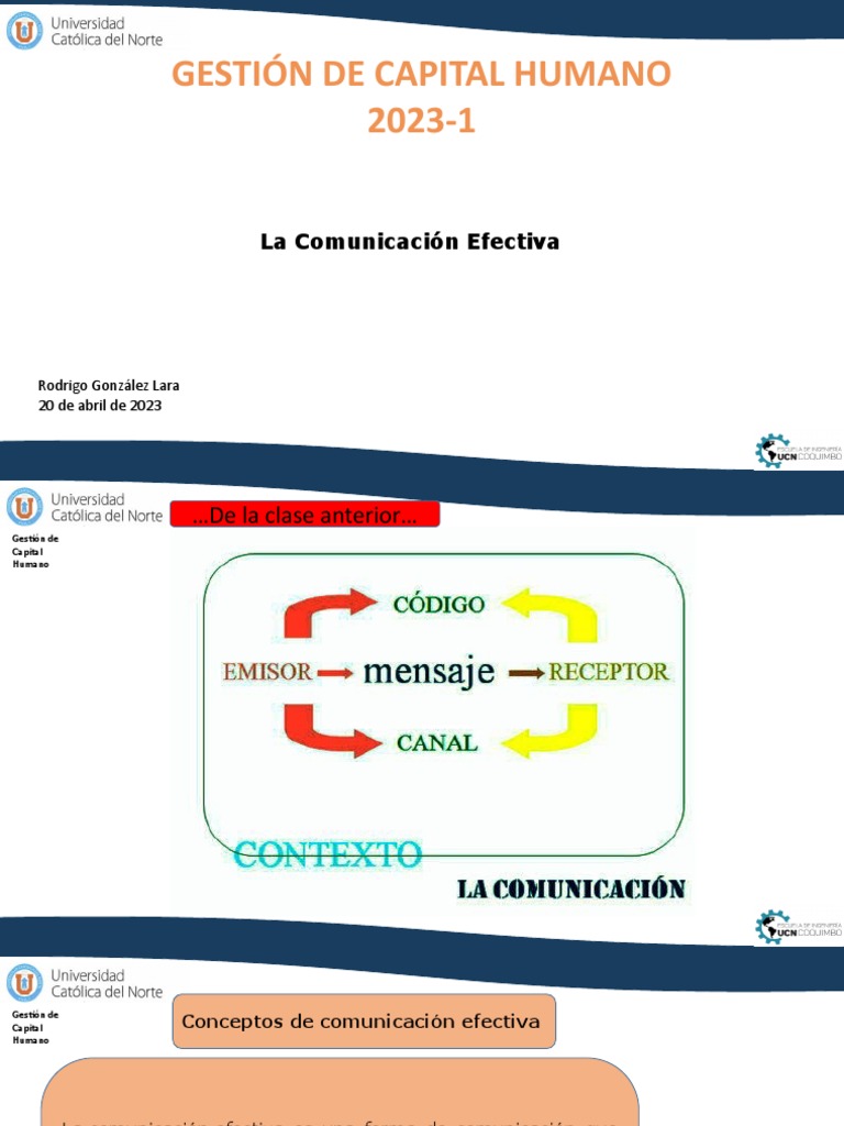 Clase 10 GCH-2023-1 Comunicación Efectiva | PDF | Comunicación | Cognición