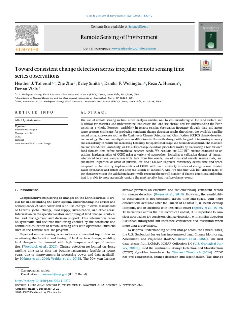 1 s2.0 S0034425722004783 Main | PDF | Time Series | Remote Sensing
