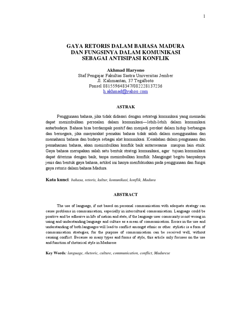Gaya Retoris Dalam Bahasa Madura Dan Fun Cec6c7ad | PDF | Kajian Bahasa ...