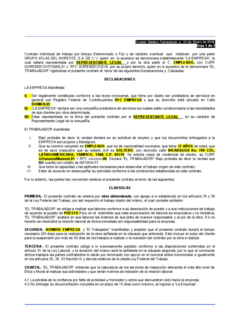 MACHOTE Contratos Personal | Descargar gratis PDF | Salario