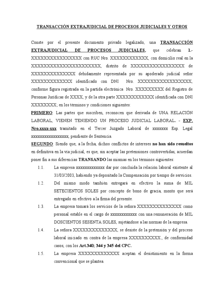 Acuerdo Extrajudicial Laboral | PDF | Justicia | Crimen y violencia