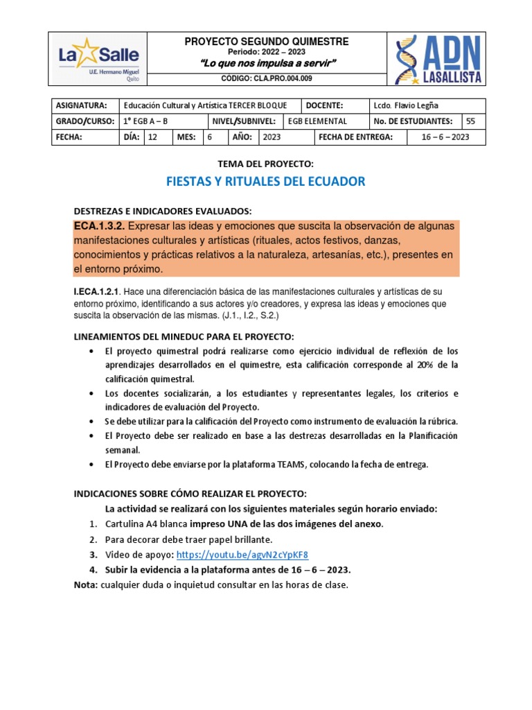 1.-Eca-Proyecto Segundo Quimestre | PDF