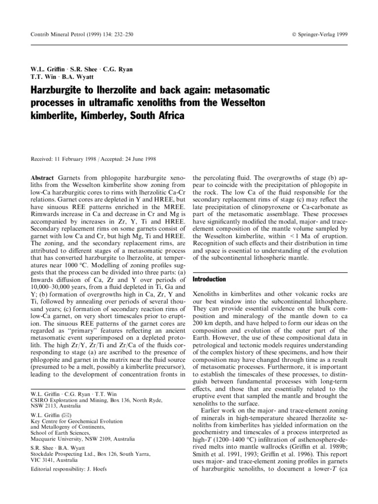 Harzburgite To Lherzolite and Back Again: Metasomatic Processes in ...