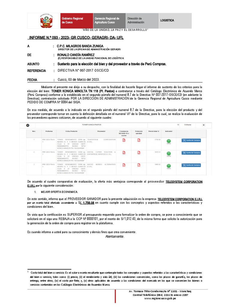 Informe #093-2023 Informe Peru Compras | PDF | Business | Economias