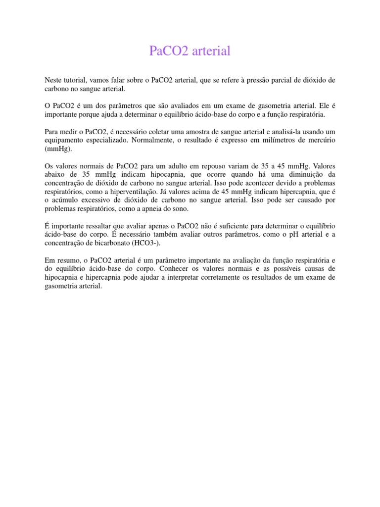 PaCO2 arterial | PDF