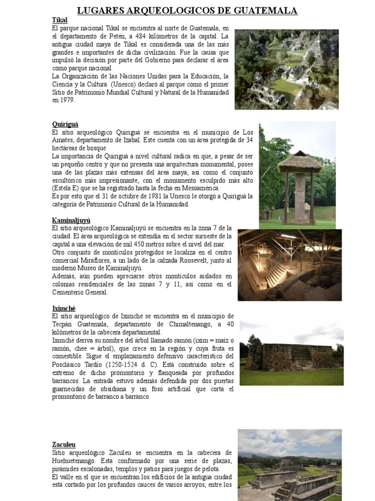 Lugares Arqueologicos de Guatemala | PDF | Civilización maya | Guatemala