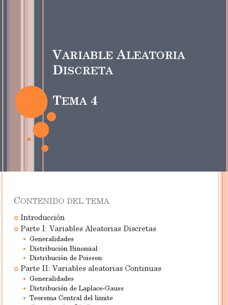 (Tema 4) - Variable Aleatoria Discreta | PDF | Distribución de probabilidad | Variable aleatoria