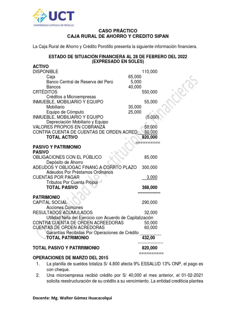 Caso Práctico Caja Rural Act 10 | PDF | Bancos | Responsabilidad (contabilidad financiera)