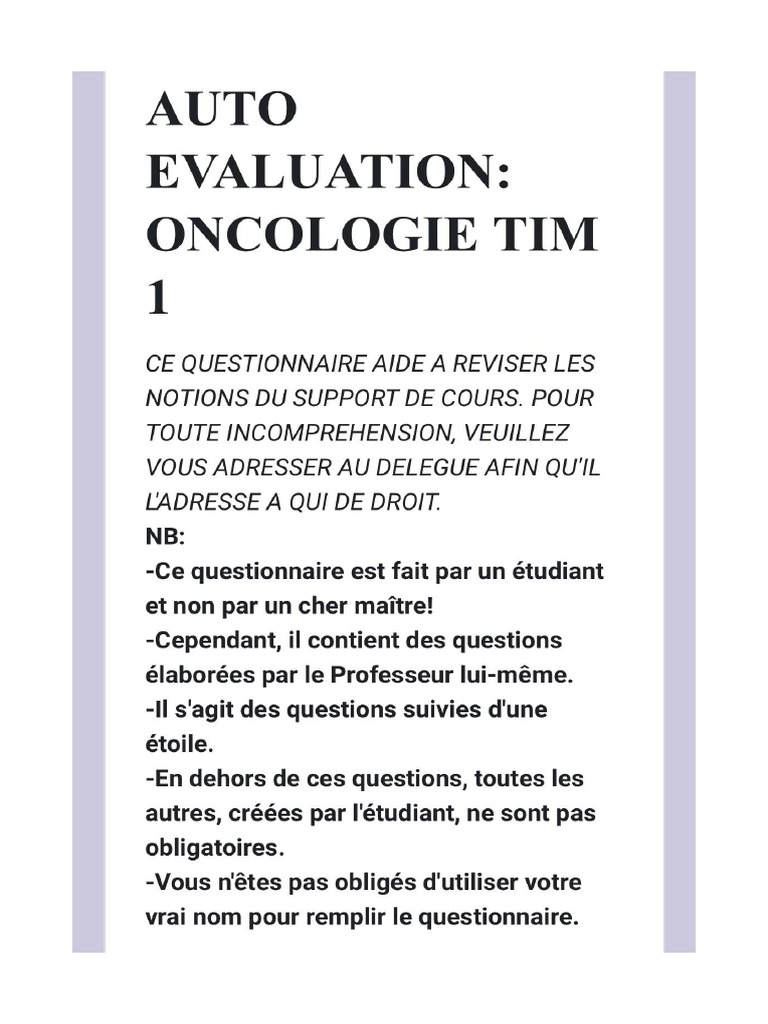 TD Oncologie Médicale - 1 | PDF
