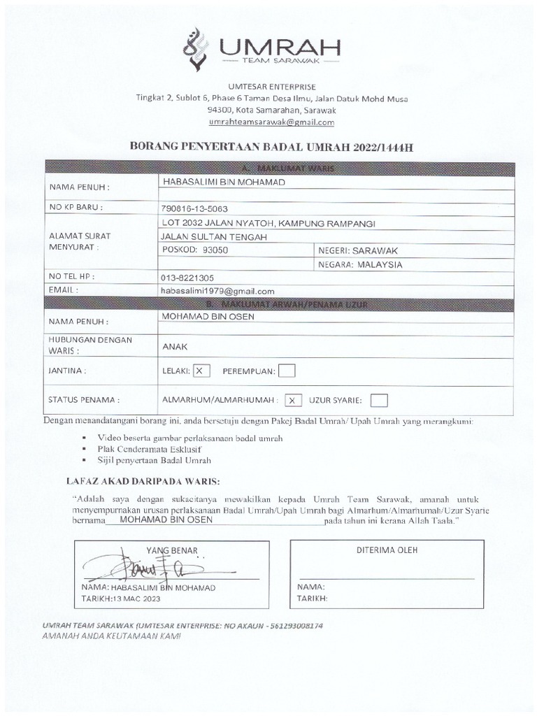 Badal Umrah Mohamad Bin Osen | PDF