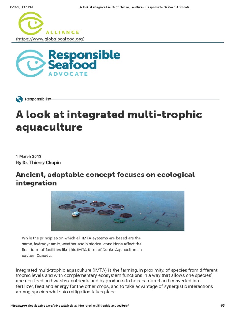 IMTA: Sustainable Aquaculture Practices | PDF | Aquaculture | Agriculture