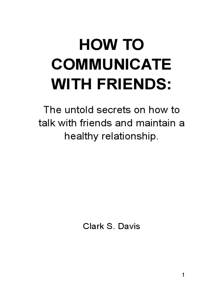 How To Communicate With Friends | PDF | Communication | Thought