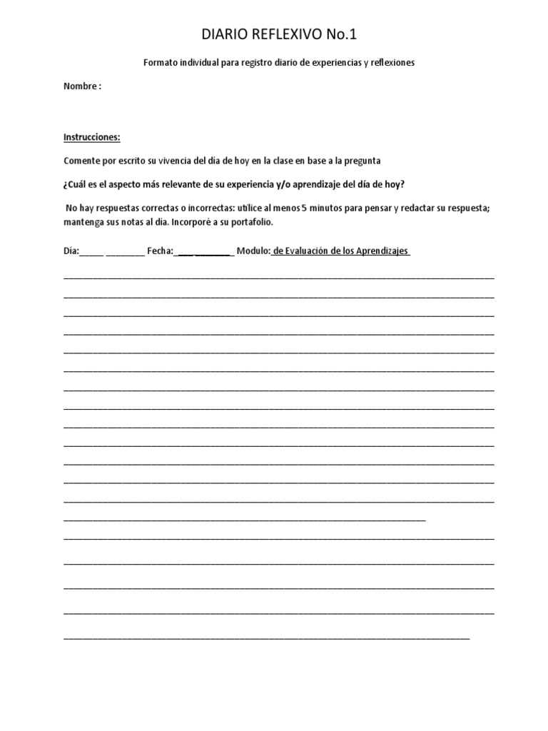 Diario Reflexivo 1 | PDF | Crecimiento personal y profesional